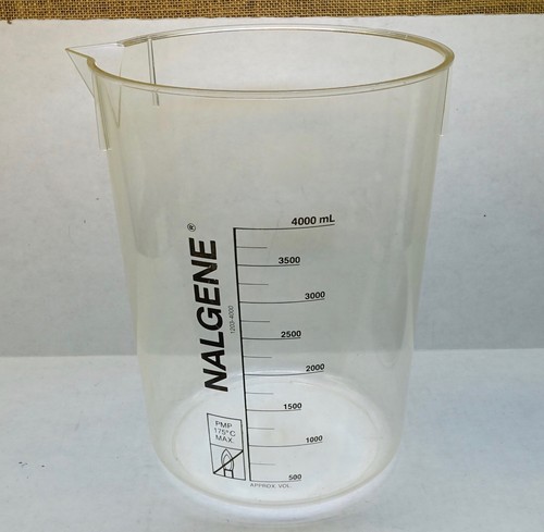 Nalgene 4 L PMP Polymethylpentene Griffin Low-Form Plastic Beaker, PN ...