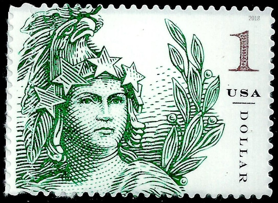 2018 STATUE OF FREEDOM MNH Sheet 10 x $1 STAMPS: One Dollar, Emerald ...