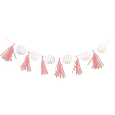 Ginger Ray Mermaid Magic Iridescent Shell Pink Tassel Garland Banner ...