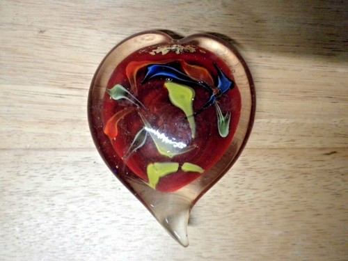 RED VALENTINE HEART PAPERWEIGHT WITH CALLA LILIES EXCELL PREOWNED ...