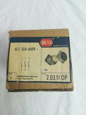 Breter Interruttore Tripolare AC1 32A-660V Art. 2.03.11.OP | eBay