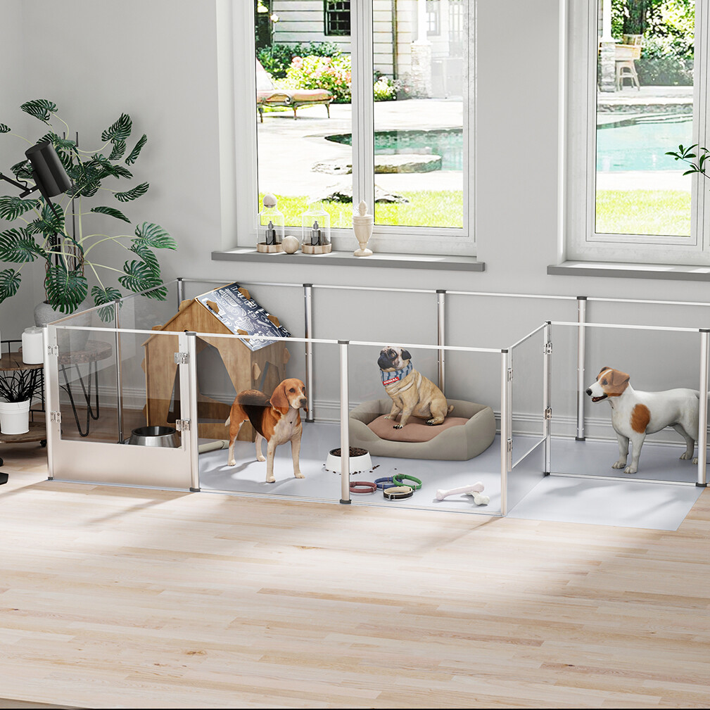 8/10/12 Panels Acrylic Dog Playpens Durable Clear Transparent Dogs ...