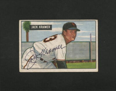 1951 BOWMAN BASEBALL CARD #200 JACK KRAMER AUTOGRAPHED SIGNED NEW YORK ...
