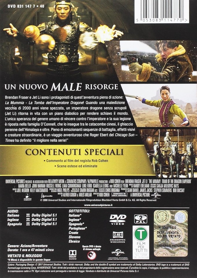 La Mummia - La Tomba Dell'Imperatore Dragone (DVD) Brendan Fraser Jet ...