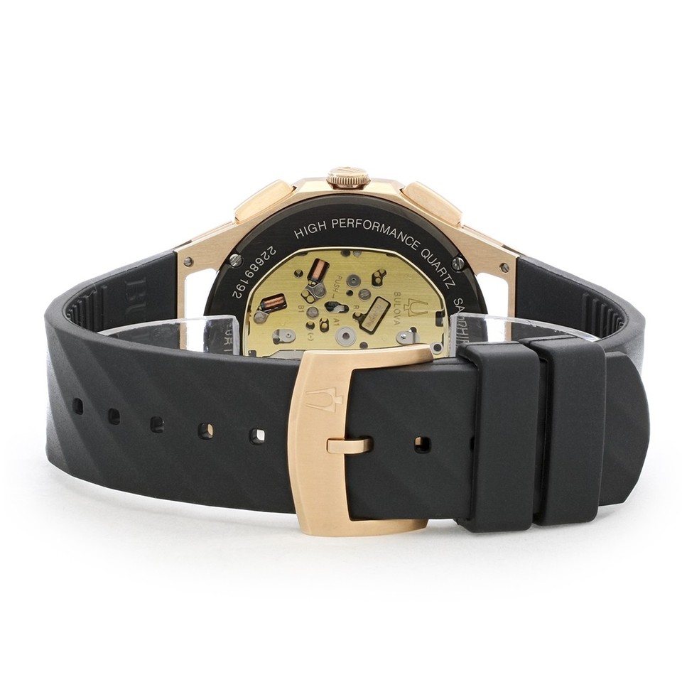 Bulova Curv Men's Chronograph Rose Gold Plated Quartz Watch 98A185 ...