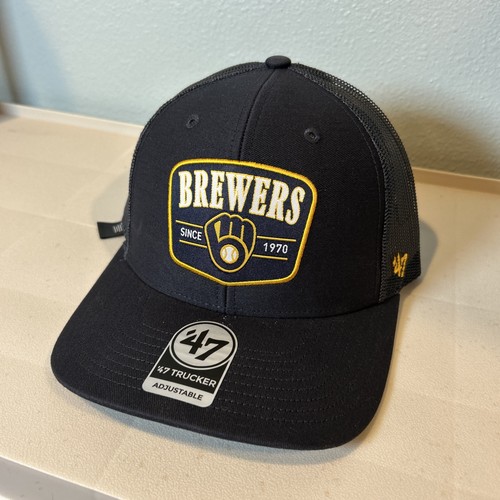 '47 Milwaukee Brewers MLB Navy Squad Adjustable Trucker Hat OSFA Logo ...