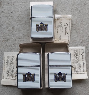 VINTAGE LDL FLIP TOP SUPREME CASTLE CIGARETTE LIGHTER KENT BRAND IN BOX ...