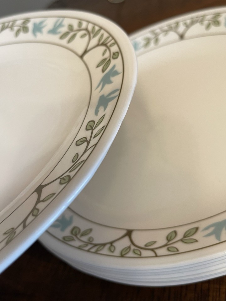Corelle TREE BIRD 10¼" Dinner Plates Nature Blue Birds Brown Trees Set ...