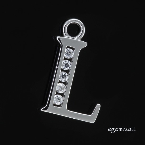 Fine Sterling Silver CZ Crystal Initial Letter A - Z Dangle Charm Bead ...