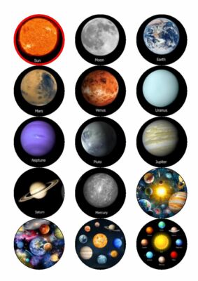 Planets Solar System Space Cupcake Toppers Easy Peel Icing Pre Cut 15 ...