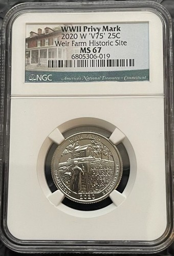 Rare! 2020 W 25C NGC MS67 Weir Farm Great American Coin Hunt WWII V75 ...