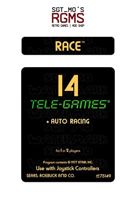 Atari 2600/Sears Tele-Games Replacement Label - Race | eBay