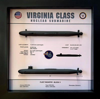 Virginia Class Block V with VPM, Submarine Memorial Display Shadow Box ...