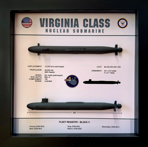 Virginia Class Block V with VPM, Submarine Memorial Display Shadow Box ...