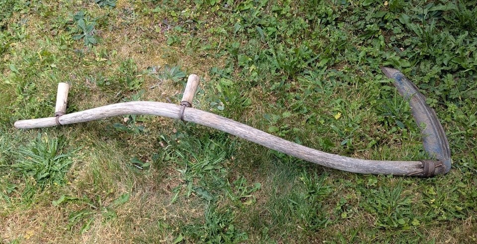 Vintage Antique Wood Metal Scythe Hay Sickle Grim Reaper Farm Tool ...