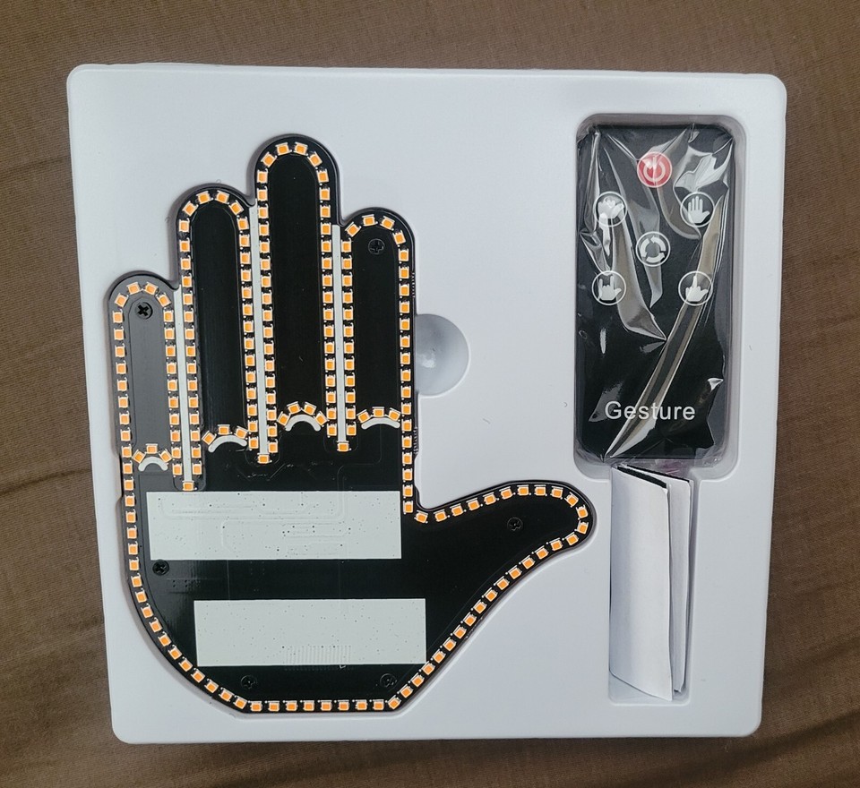 Fun Finger Hand Gesture LED Light with Remote Car Window Sign Hand ...
