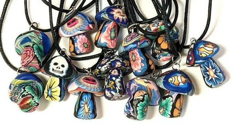 New Mushroom Charm Shroom Clay Pendant 18" Choker Necklace USA Seller ...
