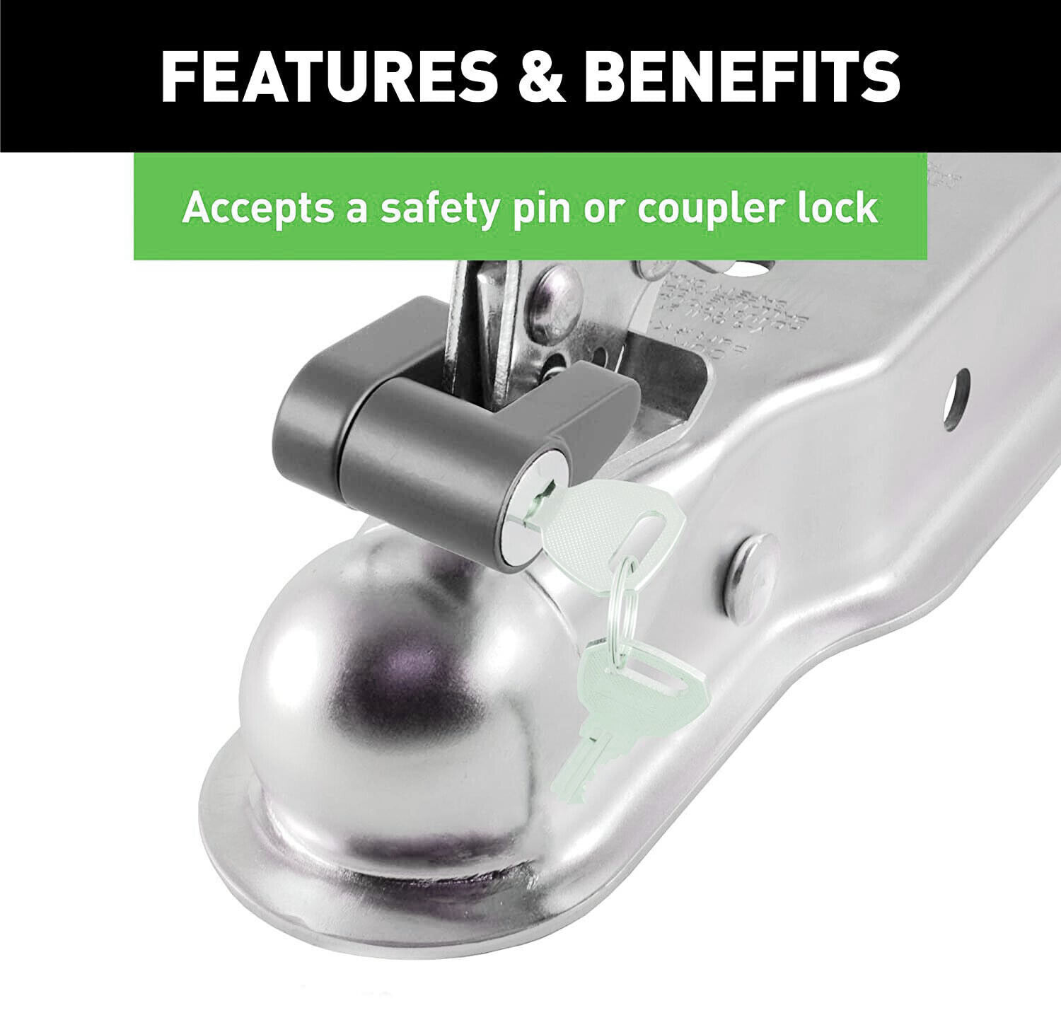 4 Sizes Straight Trailer Coupler, 1-7/8" or 2" Ball, 2" or 3" Channel ...