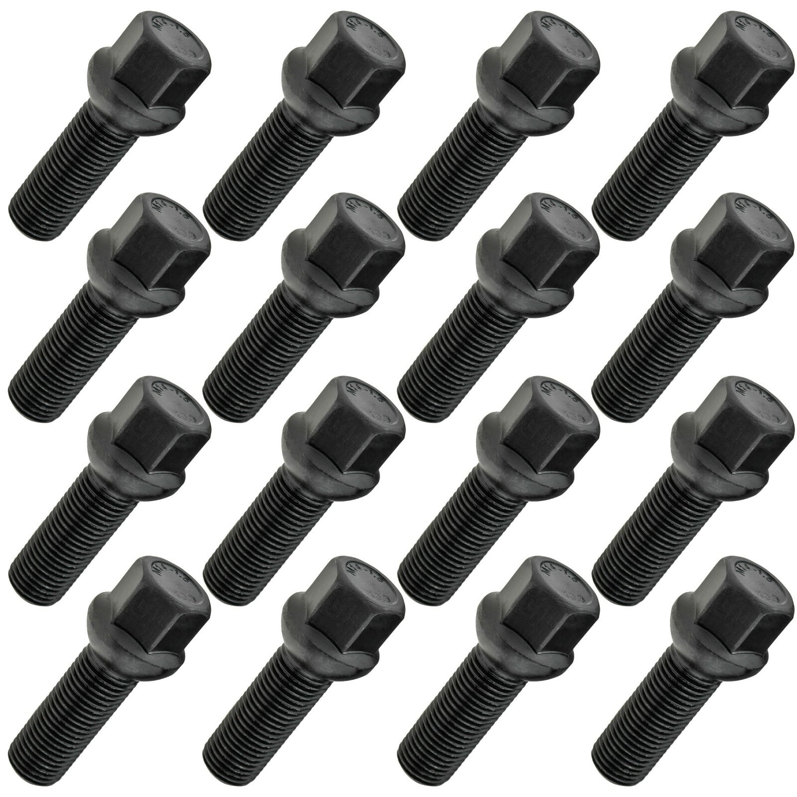 Radschrauben Radbolzen M14x1,5 Kugel Schwarz Längenauswahl für Audi ...