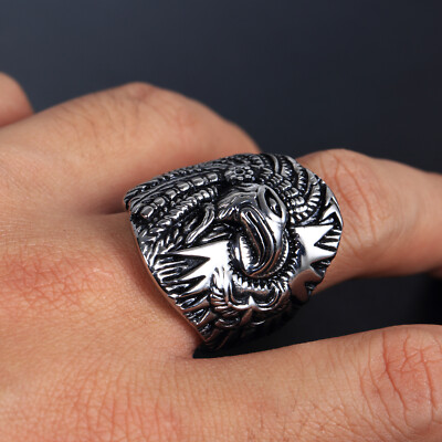 Indian Tribal Eagle Men's Biker Heavy Rings Stainless Steel Indian Art ...