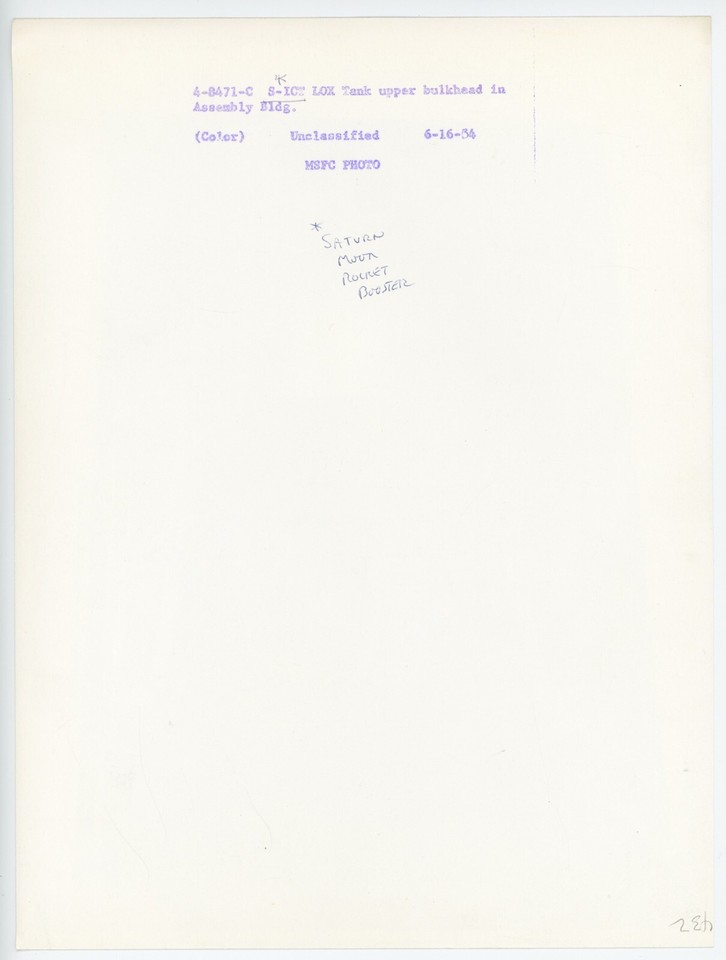 NASA, SATURN ROCKET BOOSTER TANK CAPPER BULKHEAD IN ASSEMBLY 8X10 ...