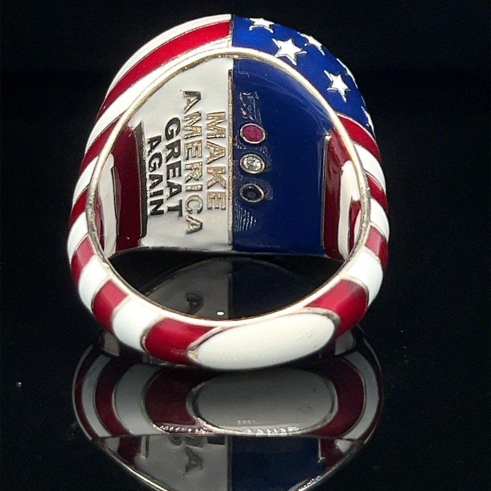 14k Gold Enamel President Donald Trump MAGA Political American Flag ...