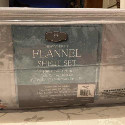 Turkish Cotton TWIN FLAT SHEET & STD PILLOWCASE Snowmen on Gray Flannel | eBay