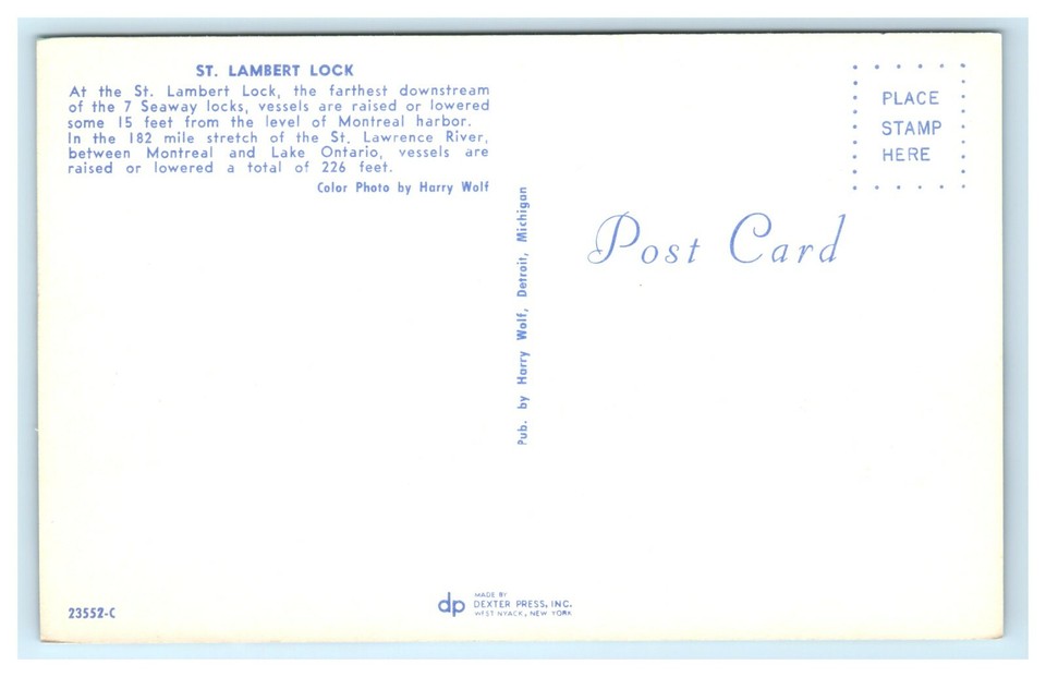 POSTCARD St Lambert Lock Montreal Harbor St Lawrence River Lake Ontario ...