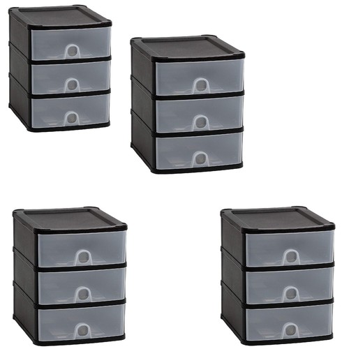 3 Tier Mini Plastic Storage Drawers Storage Cabinet Drawer Unit Storage ...