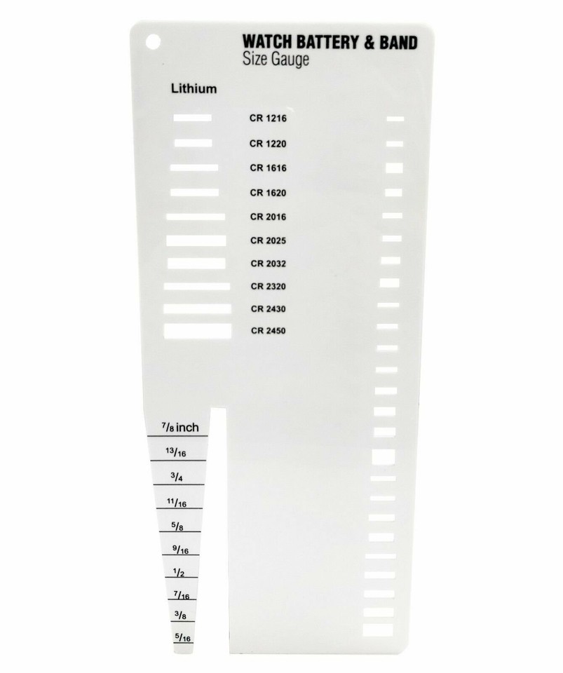 Watch Battery Band Gauge Chart Sizer Repair Renata Energizer Measuring ...