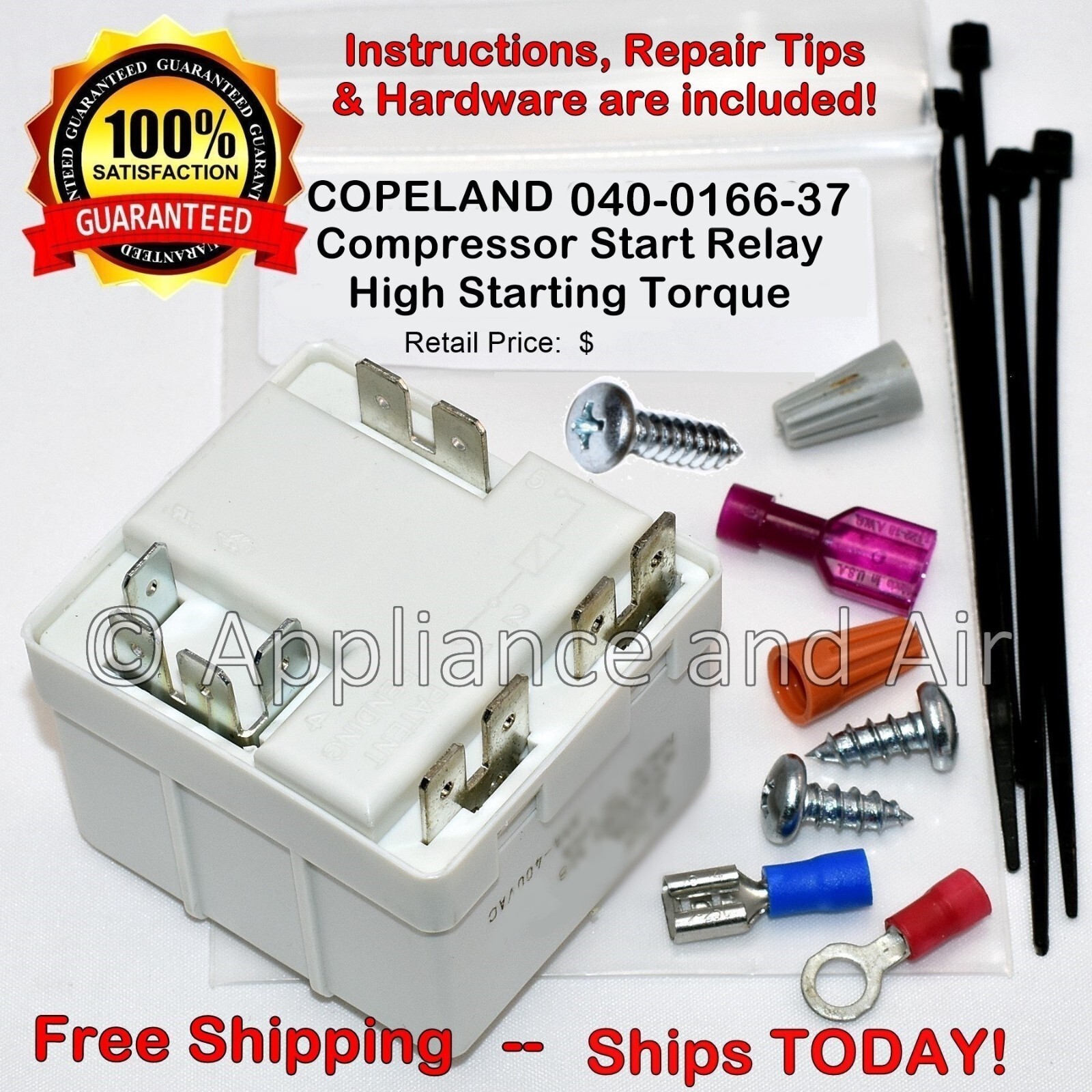 Copeland 040-0166-37 Compressor Start Relay for Goodman Air HVAC, Ships ...