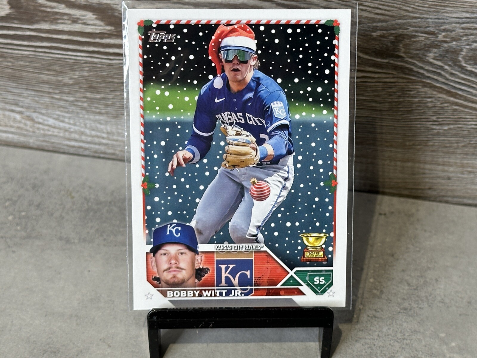 2023 TOPPS HOLIDAY BOBBY WITT JR. SP ROOKIE CARD SANTA HAT ORNAMENT ...