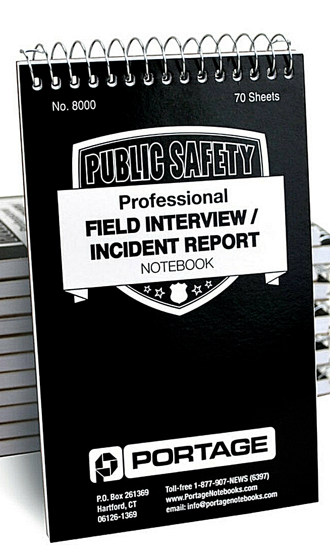 PORTAGE PROFESSIONAL POLICE FIELD INTERVIEW INCIDENT REPORT NOTEBOOK 70 ...
