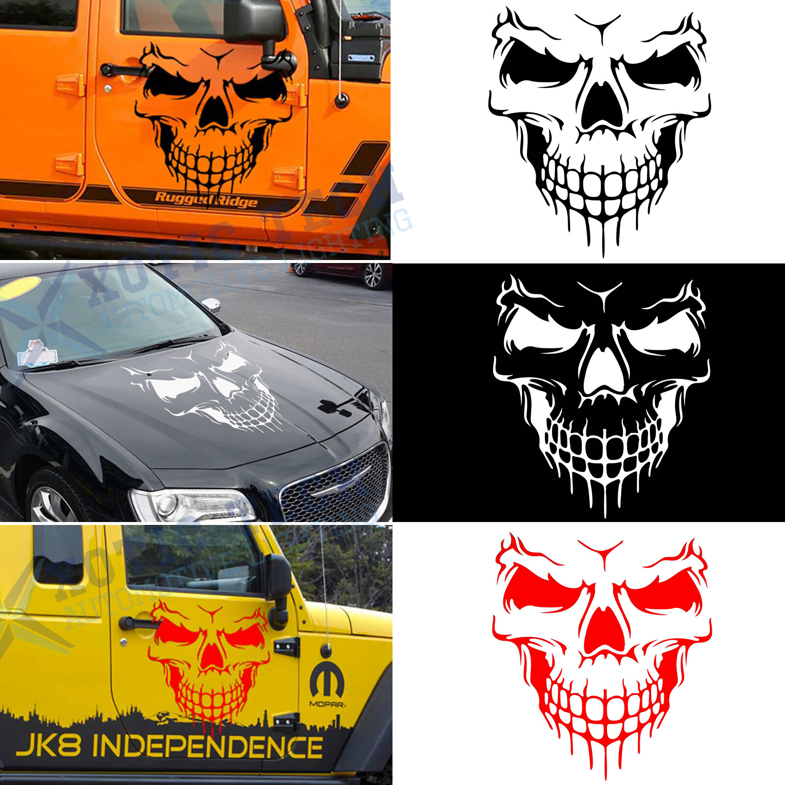 Skull Hood Decal Large 22" Graphic Sticker for Truck Jeep Car Trailer ...