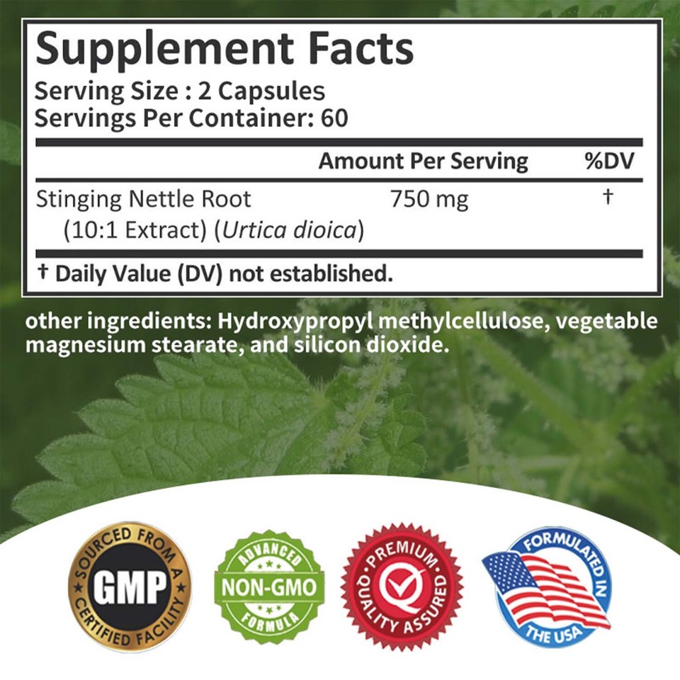 120pcs Stinging Nettle Root Capsules - Support Prostate and Urinary ...