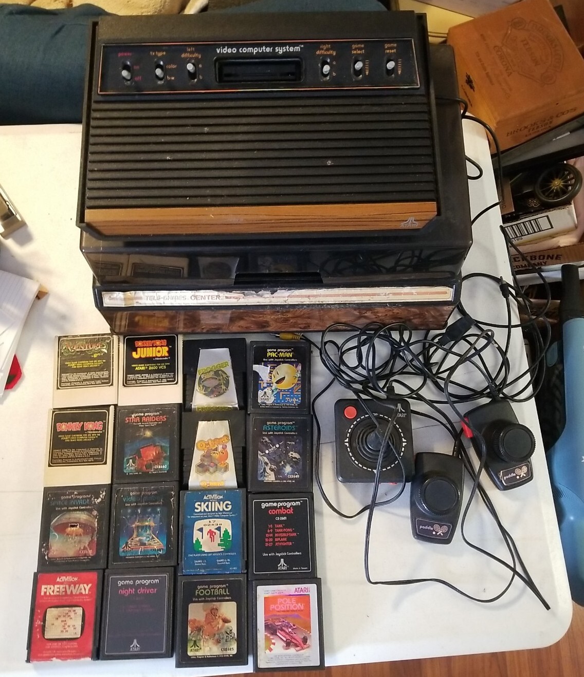 Atari 2600 Console Game Lot Video Game Center Paddles Joystick 16 Games ...