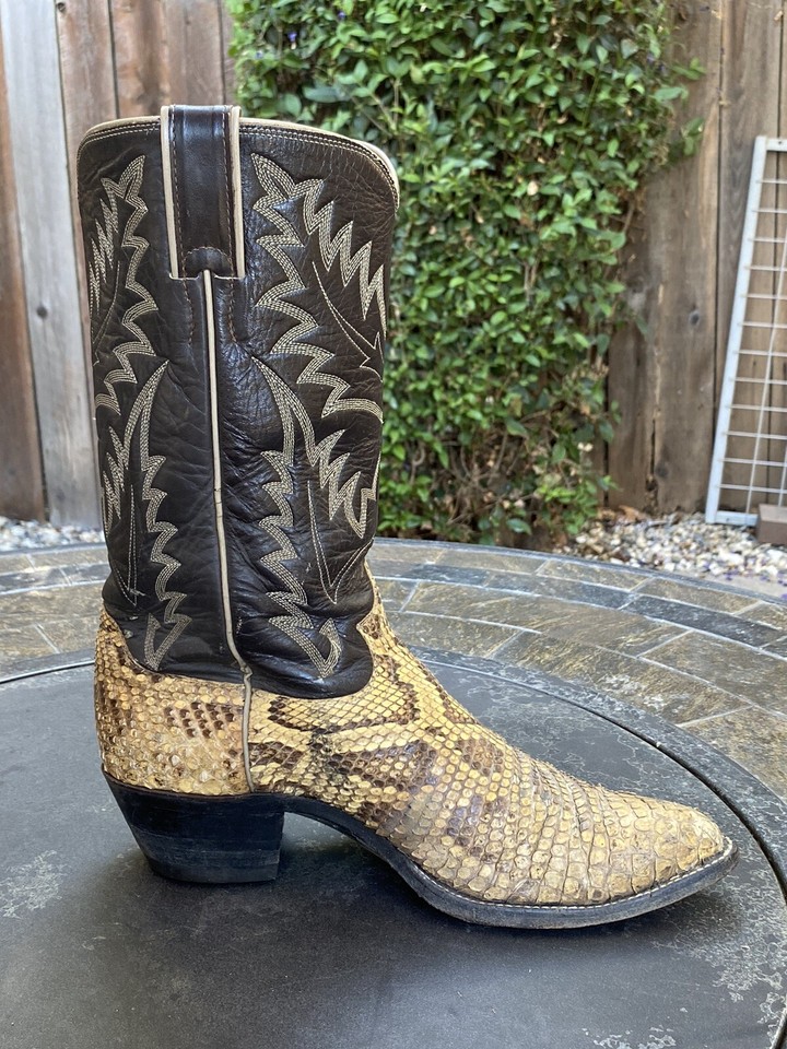 Justin Python Snakeskin Cowboy Western Boots Mens Size 8 D | eBay