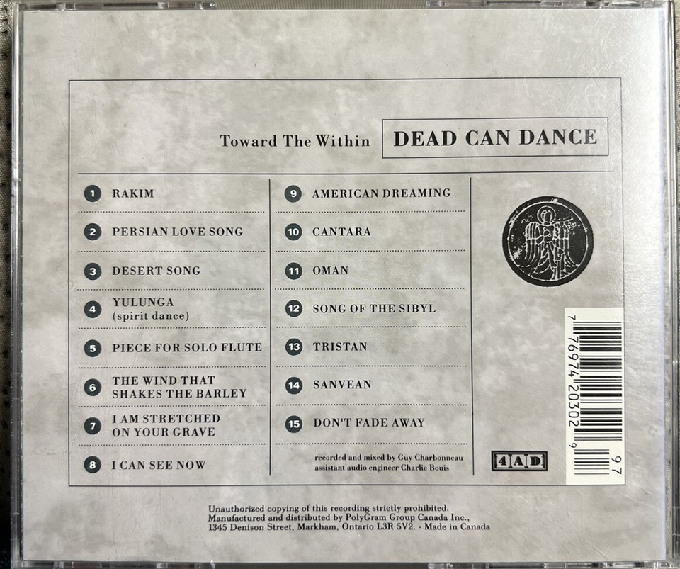 Dead Can Dance - Toward The Within (CD 1994 4AD) Import Canada | eBay