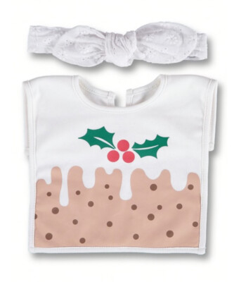 Baby Bib and Headband 2 Piece Set Christmas Pudding New Sz 00-0 | eBay