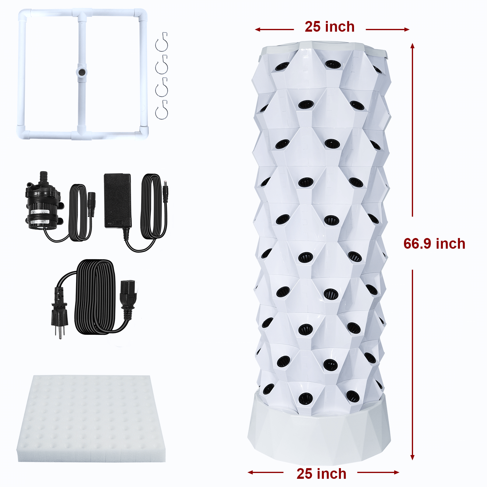 Aeroponics Growing Kit 40/80 Pots Vertical Hydroponics Garden Tower ...