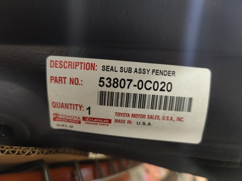 Genuine OEM Toyota 53807-0C020 Passenger Front Fender Liner | eBay