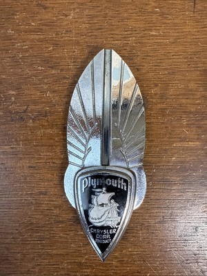 1934 1935 1936 PLYMOUTH RADIATOR BADGE EMBLEM ORNAMENT PLATE CLOSED ...