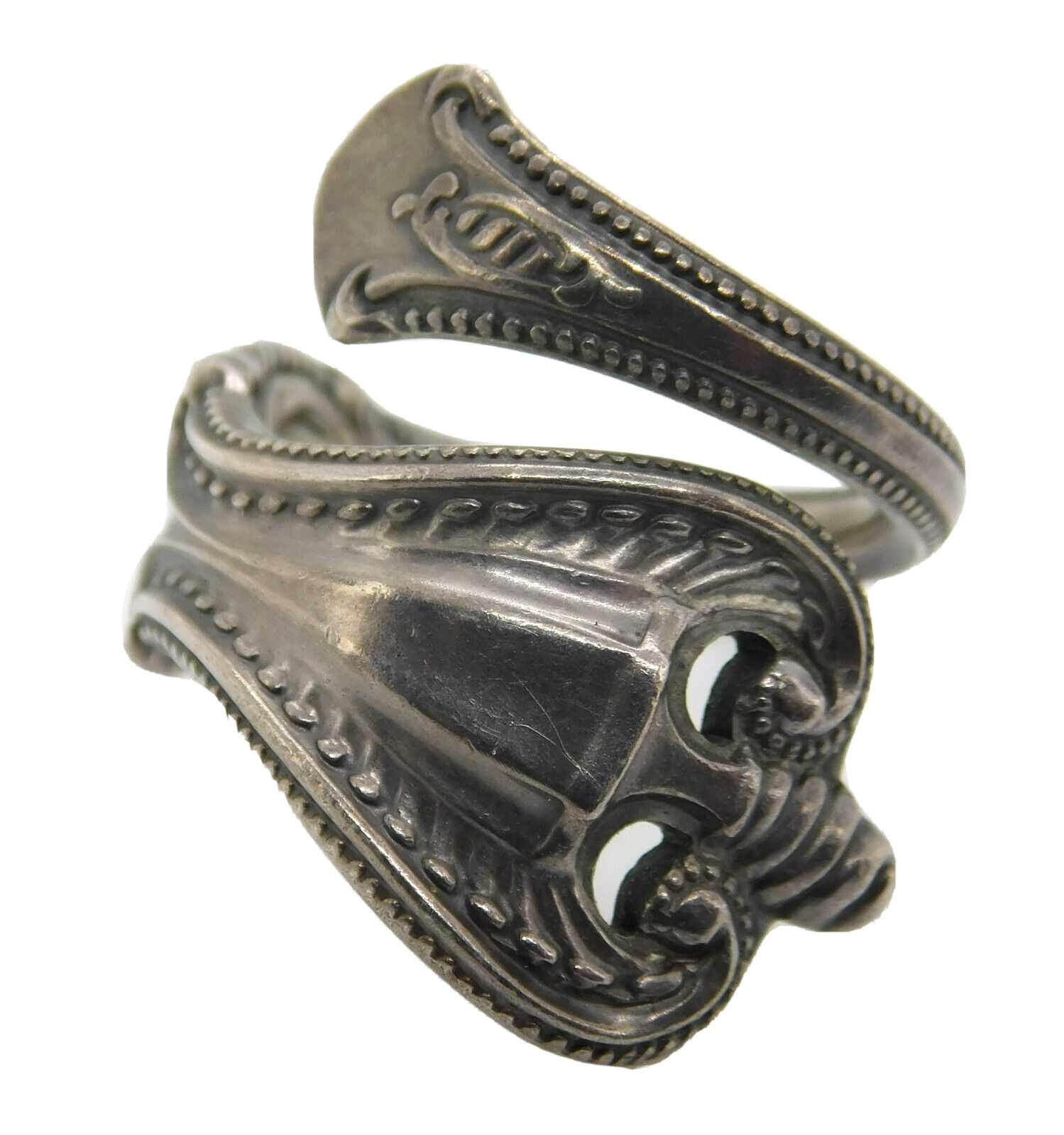 Vintage Towle 925 Sterling Silver Spoon Wrap Ring - Gem