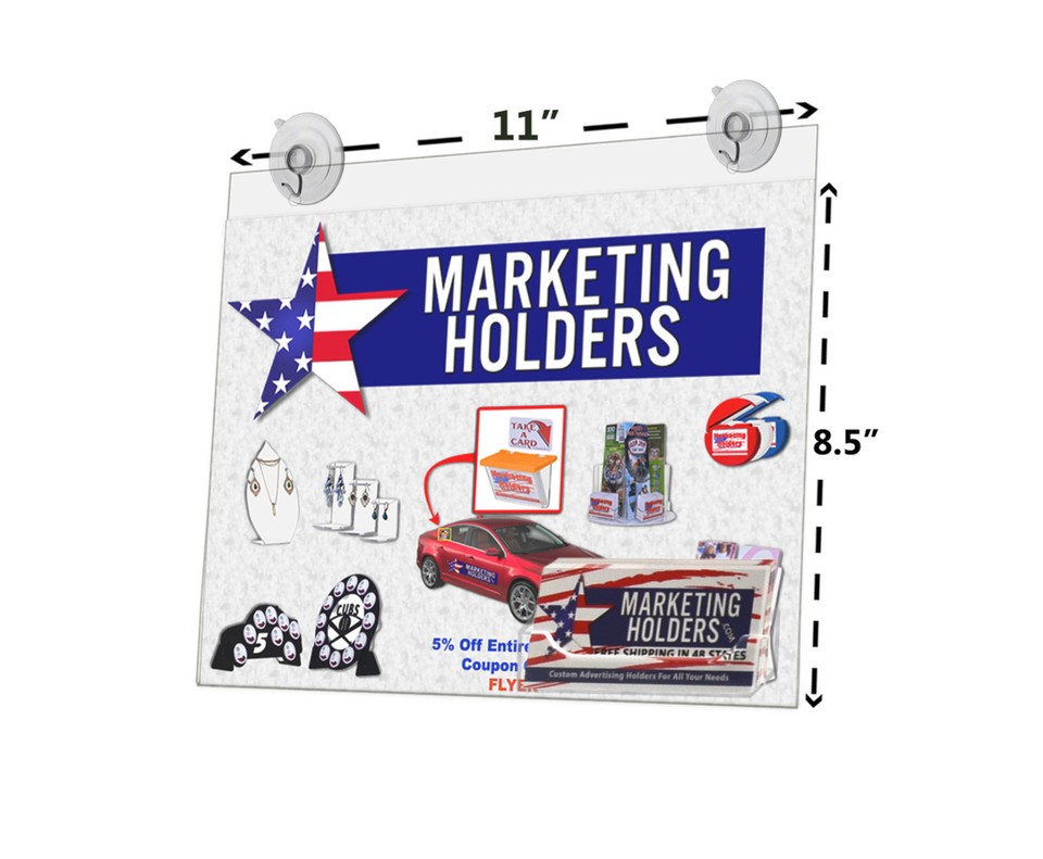Window Sign Holder with Card Pocket 11 x 8.5 Inch with 2 Suction Cups ...