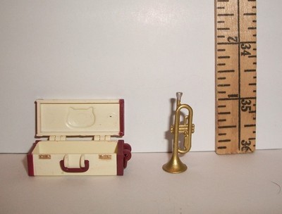 MINIATURE RE-MENT TRUMPET WITH HELLO KITTY CASE ACCESSORY FOR DOLLHOUSE ...