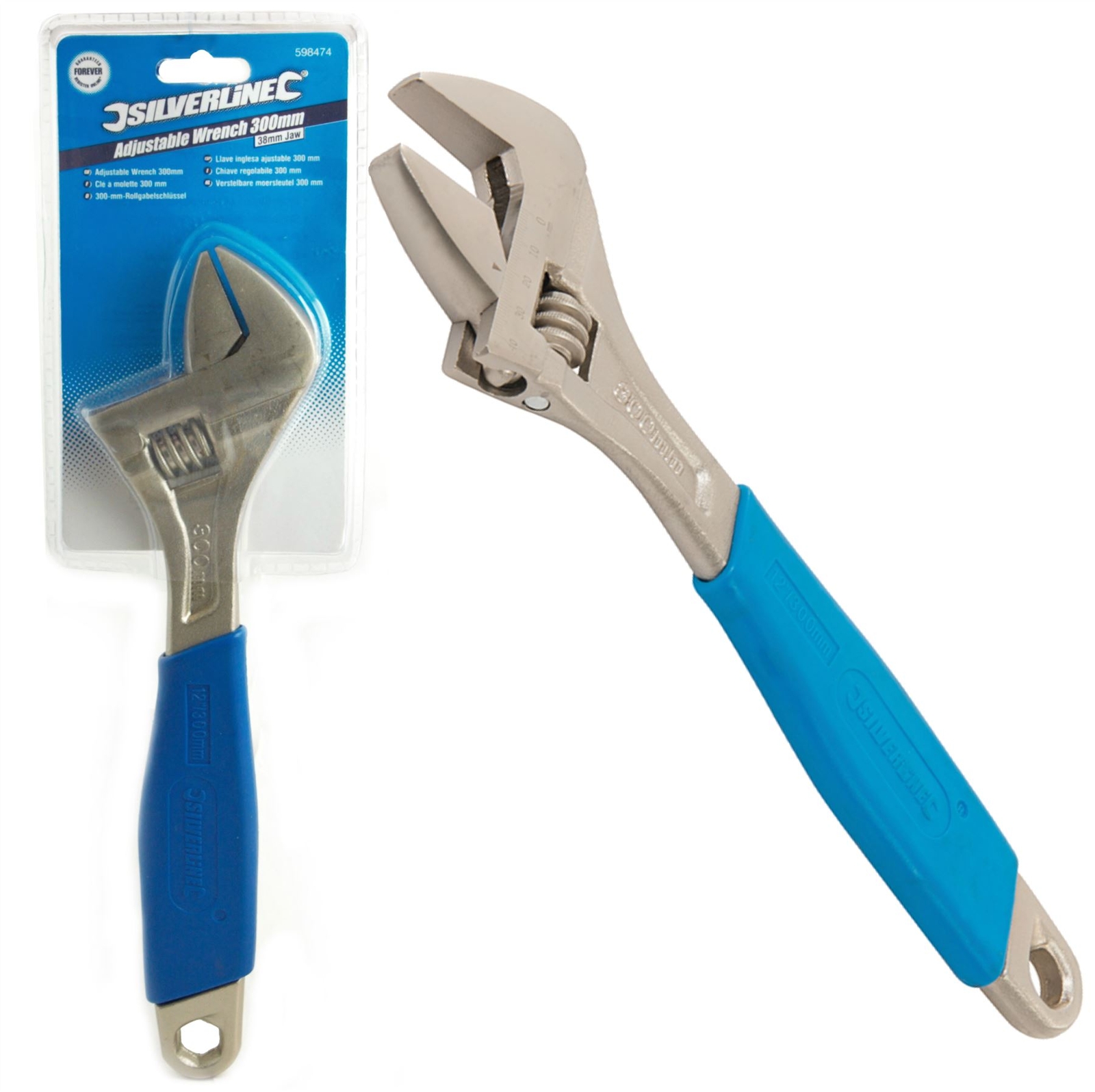 Silverline Adjustable Spanner Wrench Soft Grip Handle 200mm, 250mm or ...