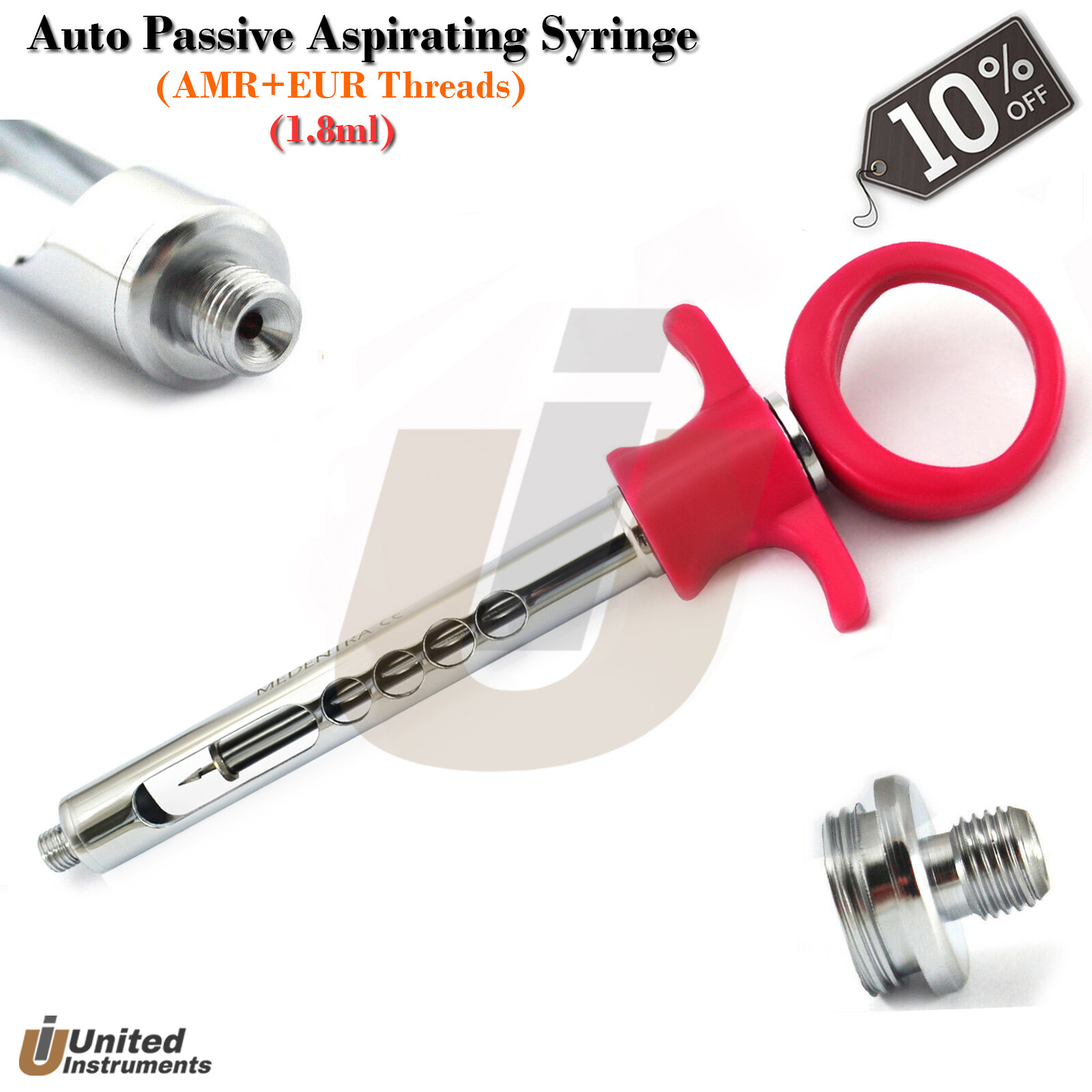 Aspirating Anesthetic Syringes 1.8ml Perio Dental Auto Passive Syringe ...