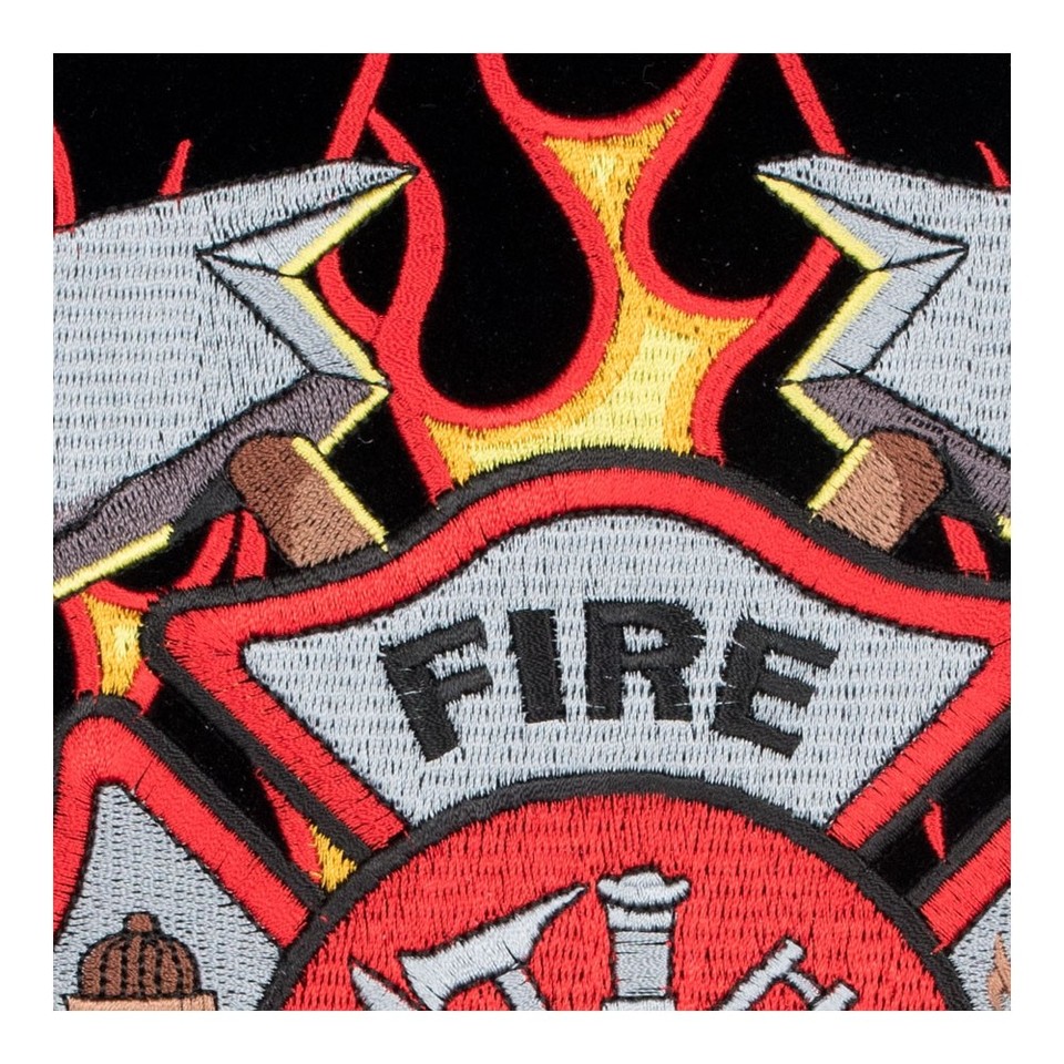 Firefighter Cross Red & Yellow Flames Patch, Firefighter Patches | eBay