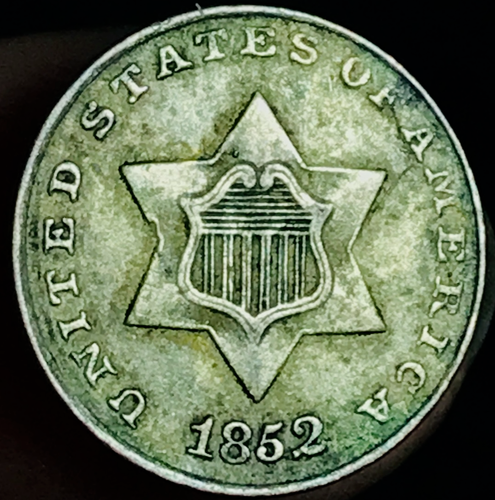 1852 Three Cent Silver Piece Trime 3c Type 1 Ungraded Choice US Coin ...