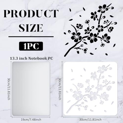 Stencil Template 11.8x11.8inch Plastic Branch Drawing Painting Cherry ...